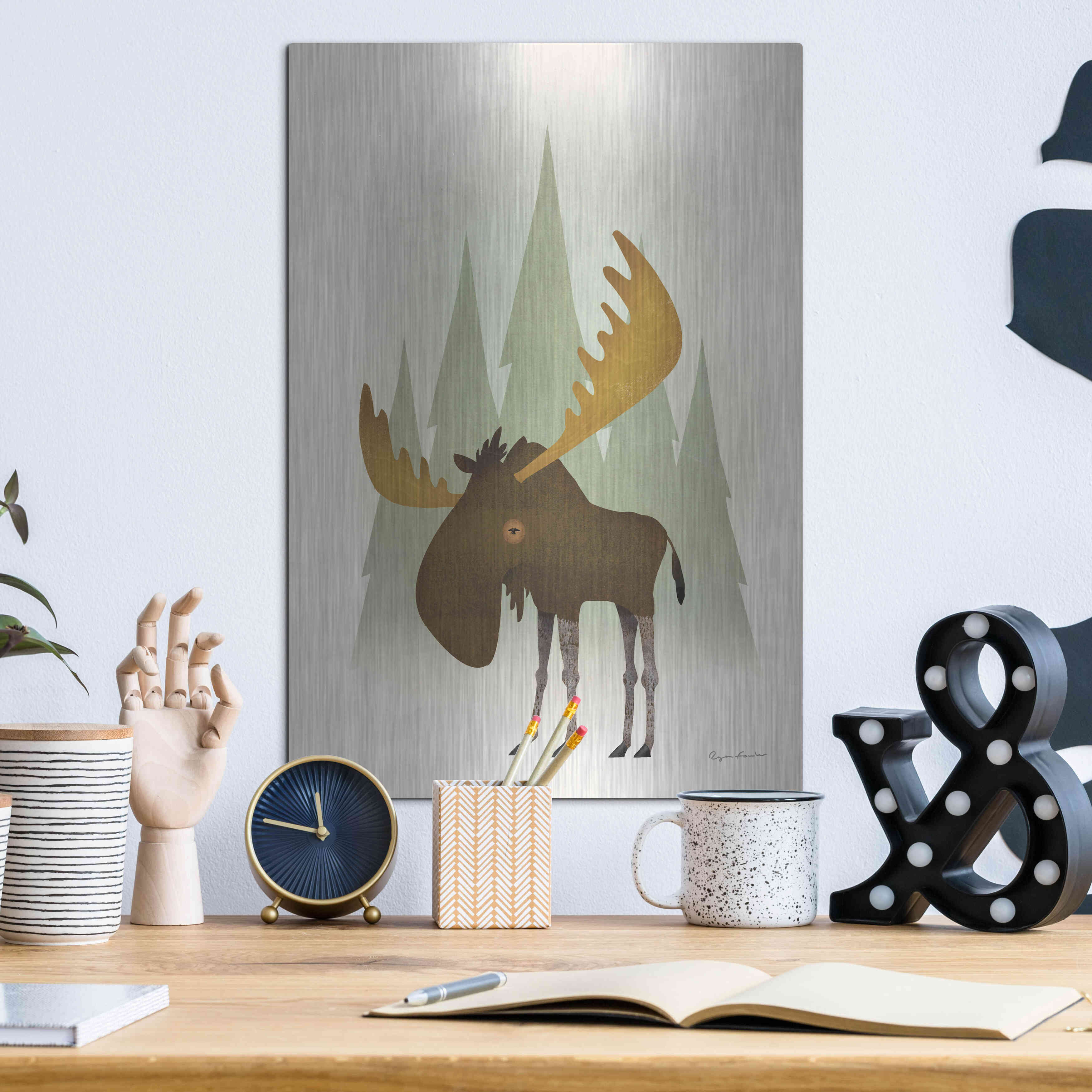 Luxe Metal Art 'Forest Moose' By Ryan Fowler, Meta " Forest Moose " by Ryan Fowler | Wayfair